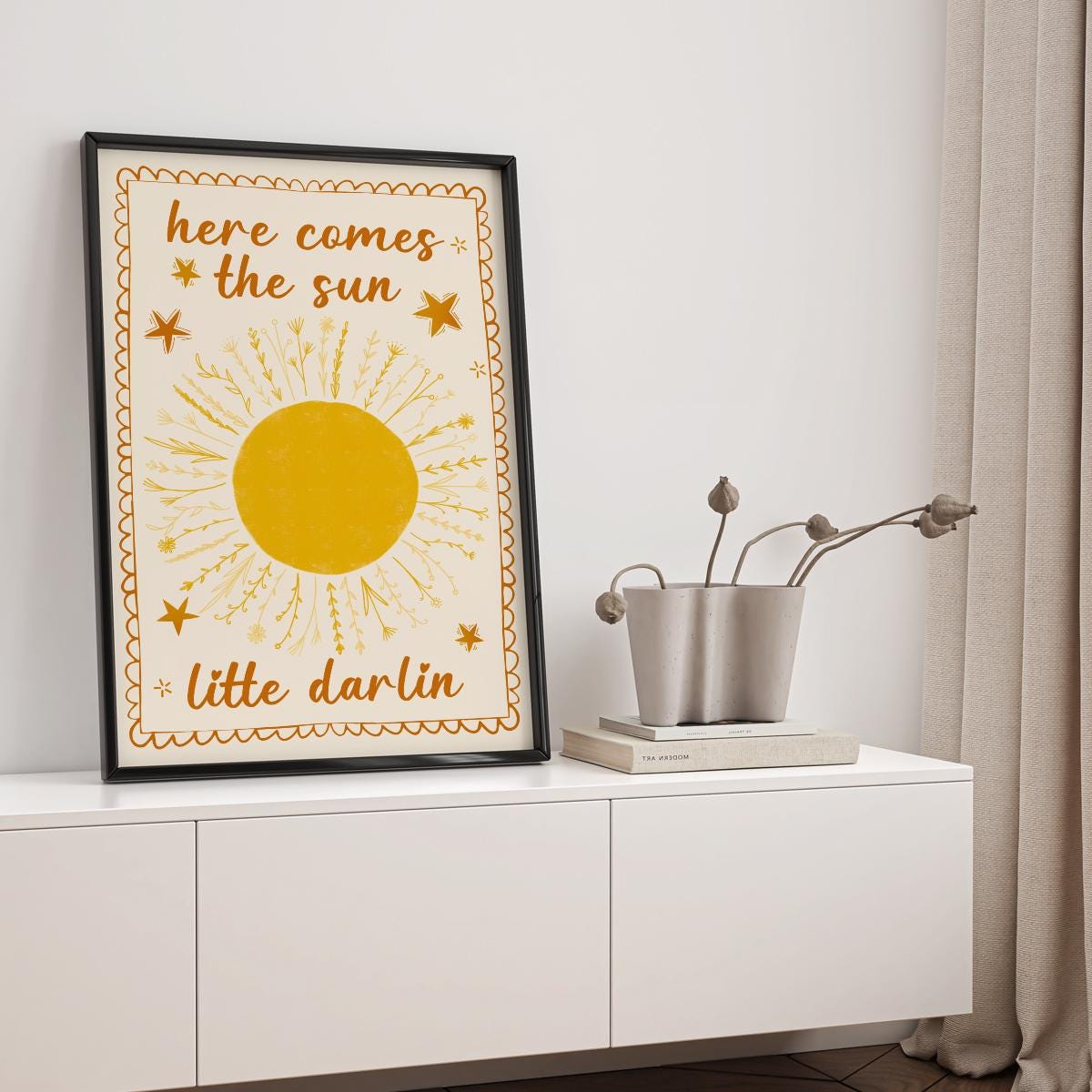 Here Comes the Sun Little Darling Poster Above Bed Decor Apartment ...