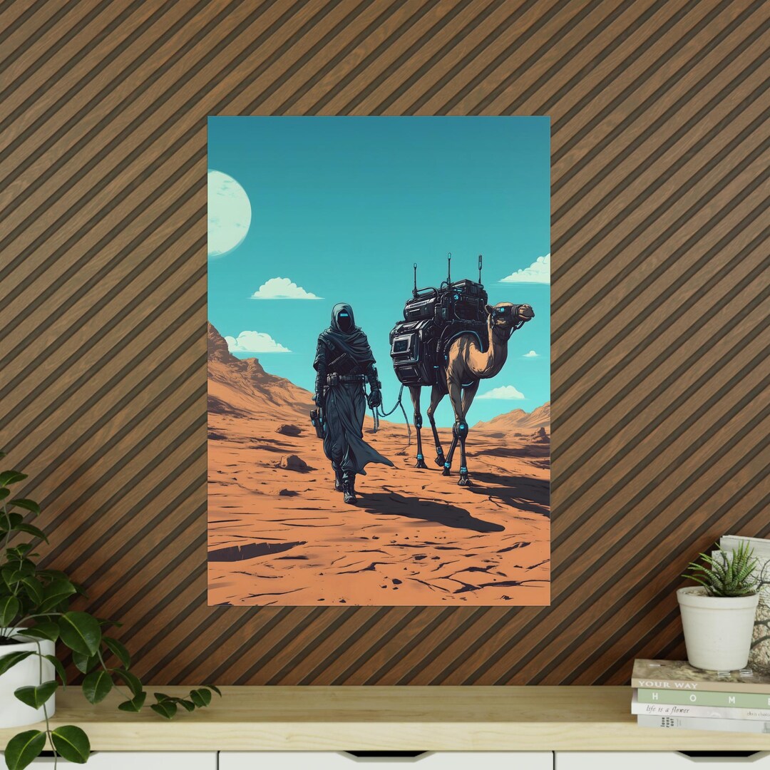 Cyberpunk Bedouin Art Print, Futuristic Wall Art, Sci-fi Poster, Desert ...