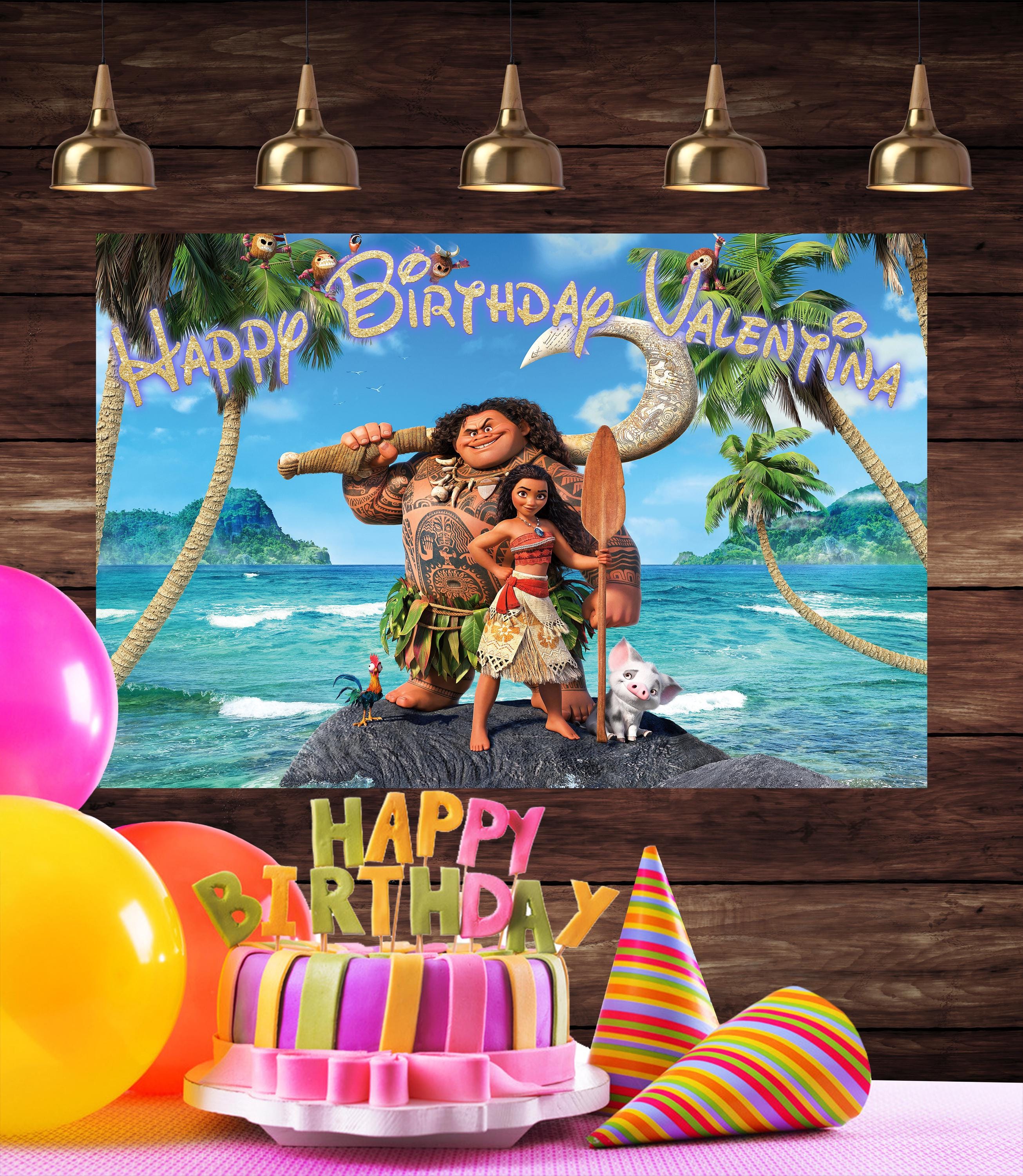 Printed Moana Birthday Vinyl Banner Personalized Custom Birthday ...