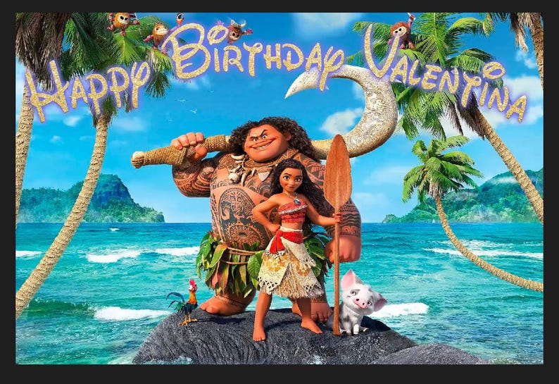 Printed Moana Birthday Vinyl Banner Personalized Custom Birthday ...