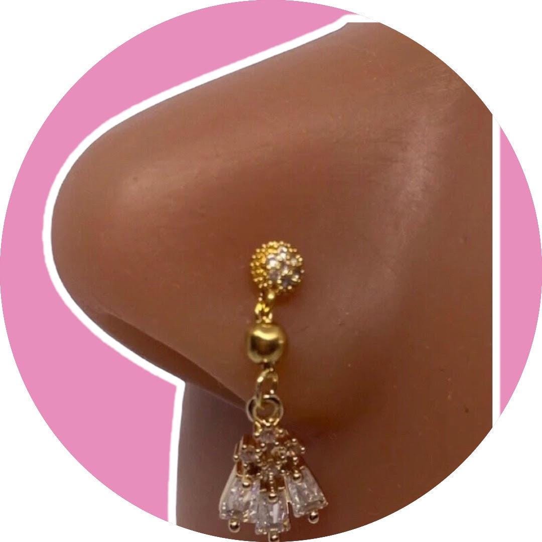 Bollywood Dangle Nose Ring | Indian Nose Stud - Etsy