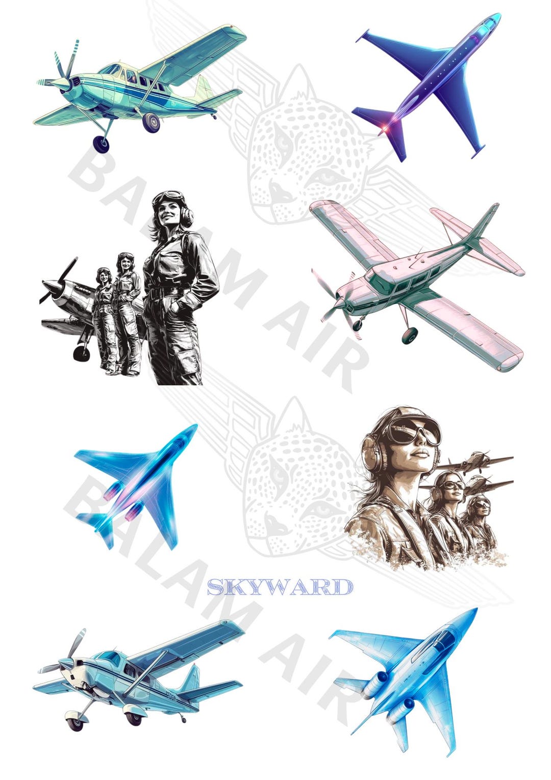 Aviatrix Sticker Pack 2 – Download Only Digital Art for Female Pilots ...