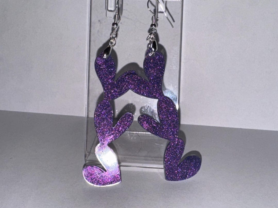 Deep Purple Glitter Heart Dangle Earrings | Statement Resin Earrings - Etsy