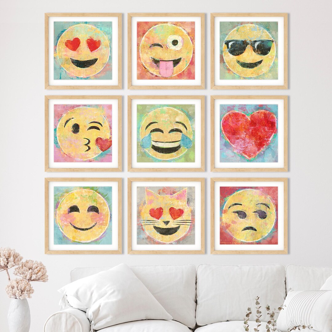 Sketched Emojis Wall Art — 10 Colorful Modern Emoji Prints to Choose ...