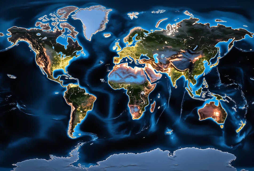 Night View Wind World Map Puzzle (1014-piece) - Etsy
