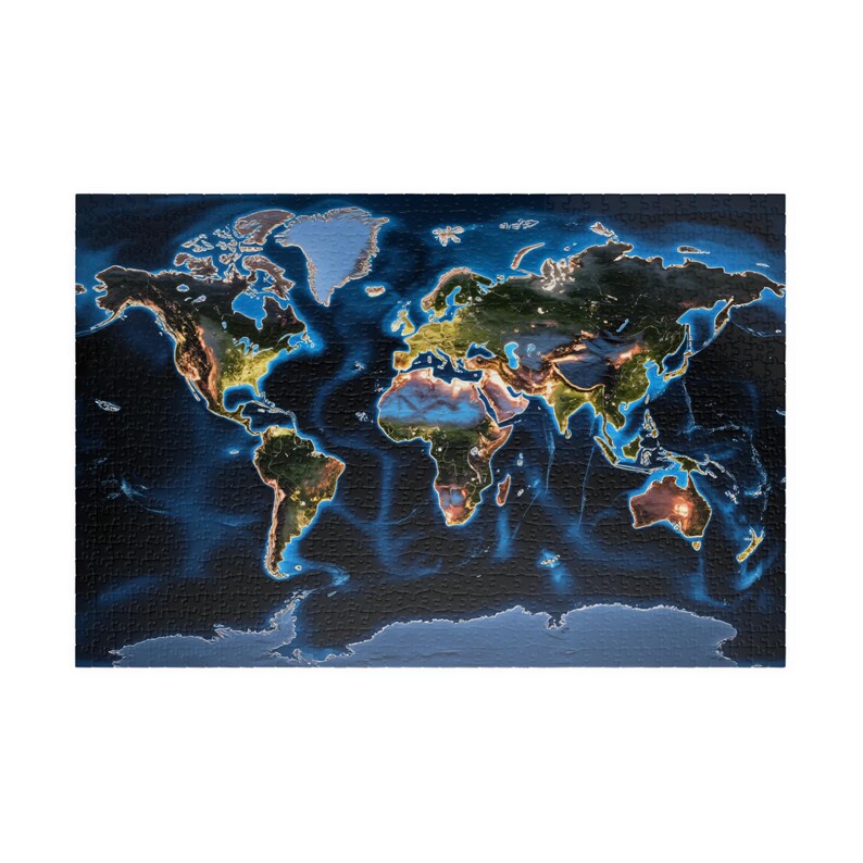 Night View Wind World Map Puzzle (1014-piece) - Etsy
