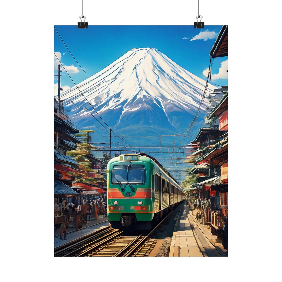 Vertical Japan Landscape Matte Posters, Train Mount Fuji Japanese Wall ...
