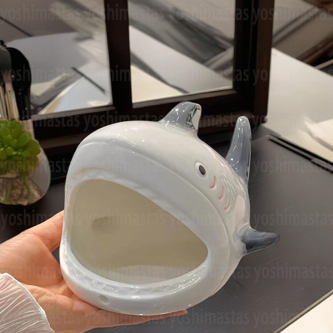 Handcrafted Ceramic Cute Shark Ashtray, Large Fat Shark Key Storage ...