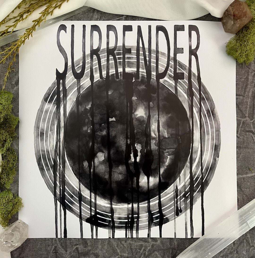 Original Art Print- Surrender, Black Watercolor Painting Illustration ...