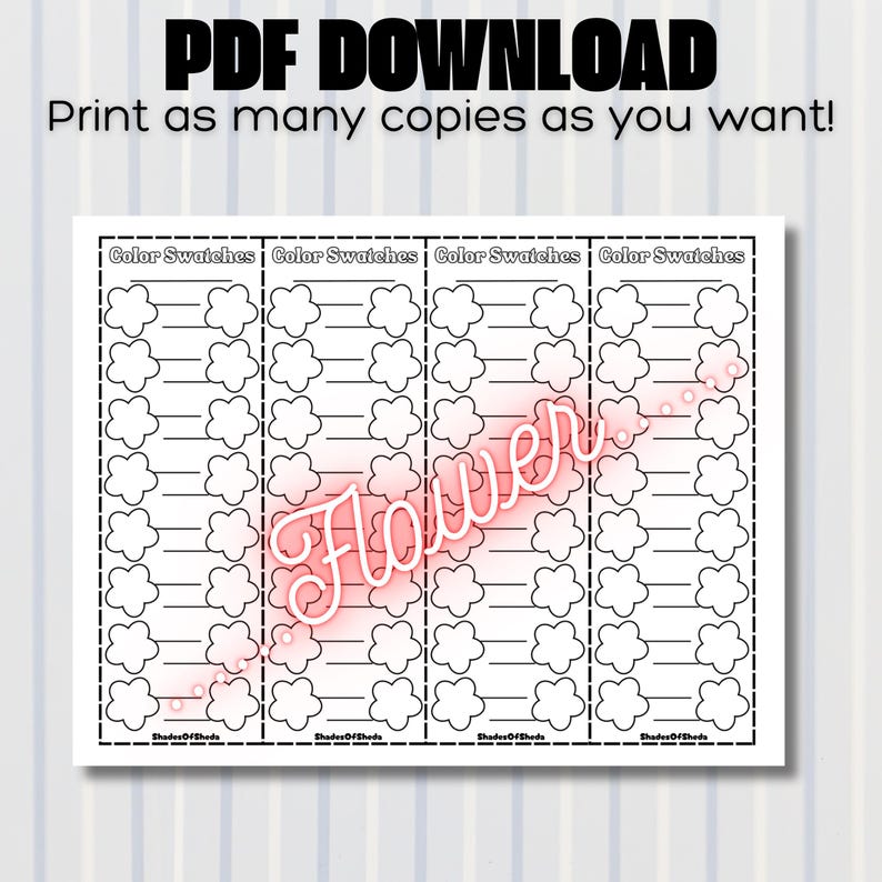 Blank Flower PDF Printable Color Swatch Sheet - Etsy