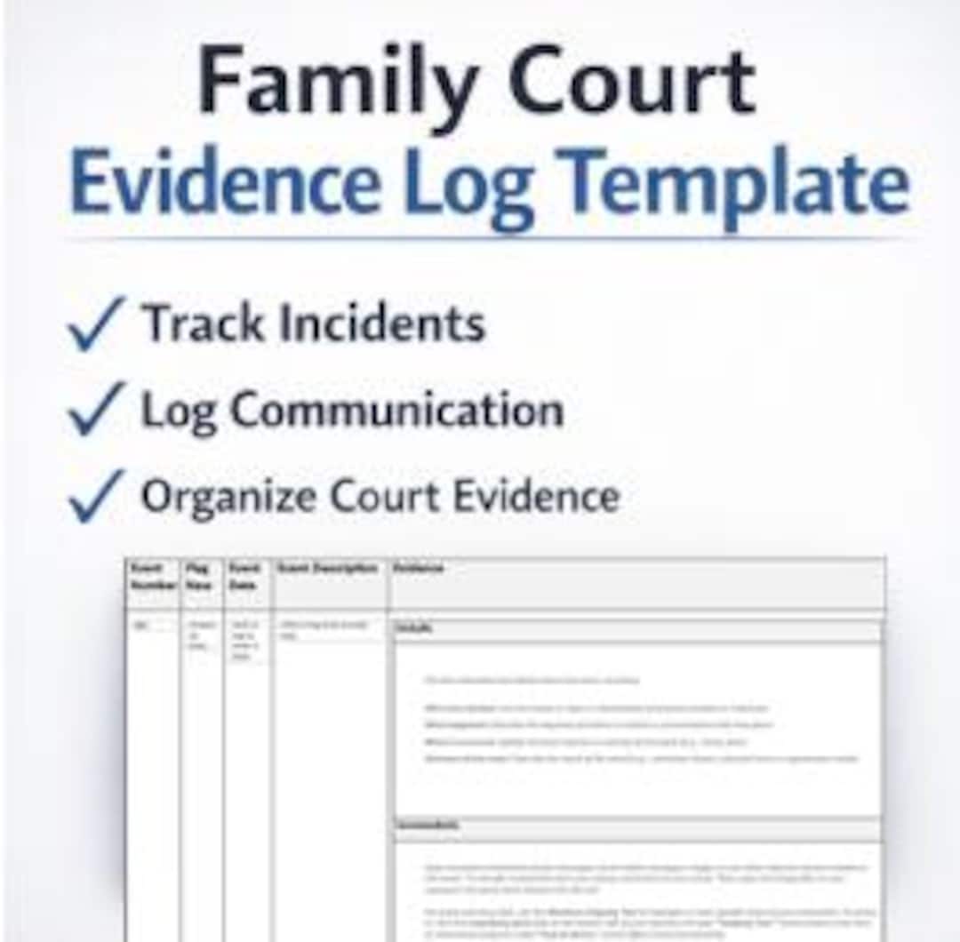 Evidence and Incident Tracking Log for Child Custody Family Court ...