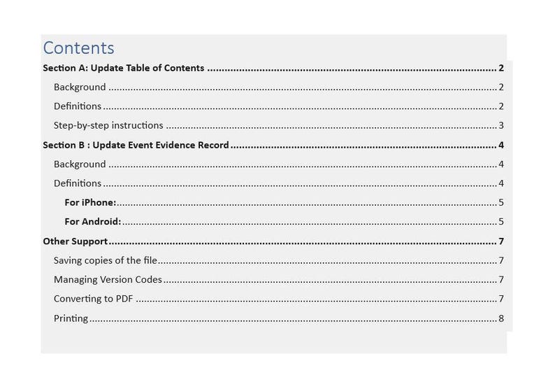 Evidence and Incident Tracking Log for Child Custody Family Court ...