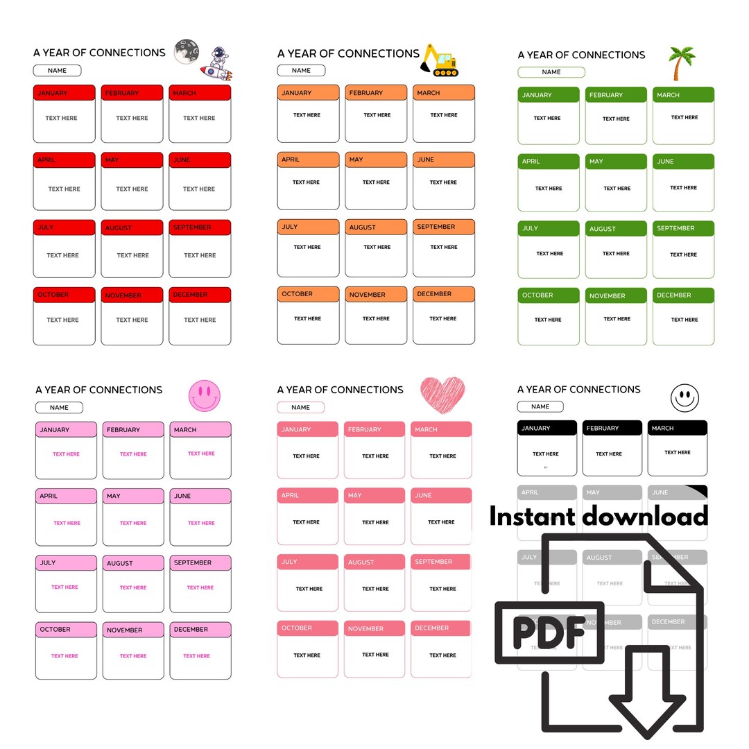 A Year of Connections Printable Template | Relationship Planner ...