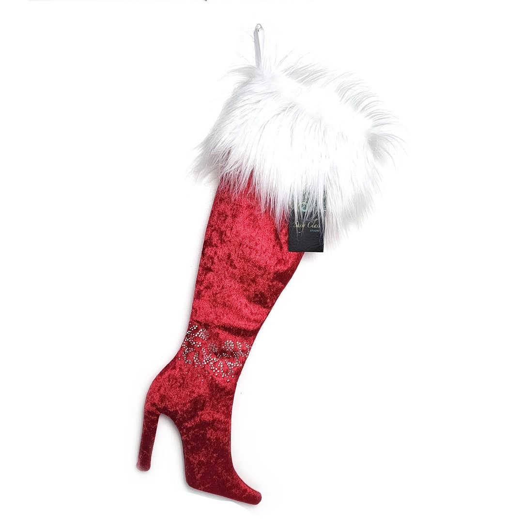Luxurious Red Crushed Velvet High-heel Stiletto Boot Christmas - Etsy