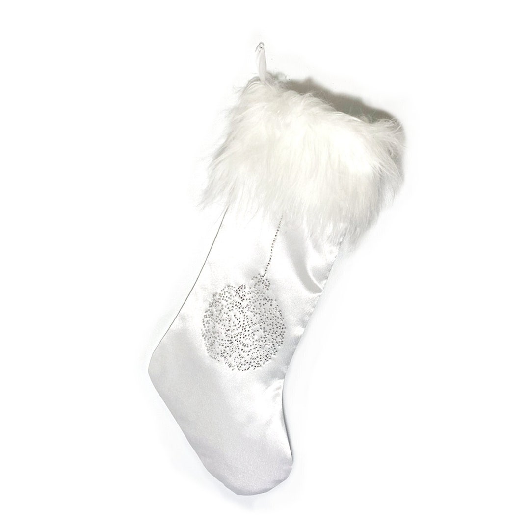 Fancy Christmas Stocking White Satin Christmas Stocking With - Etsy