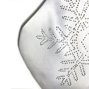 Elegant White Satin Christmas Stocking With Snowflake Rhinestone Trim ...