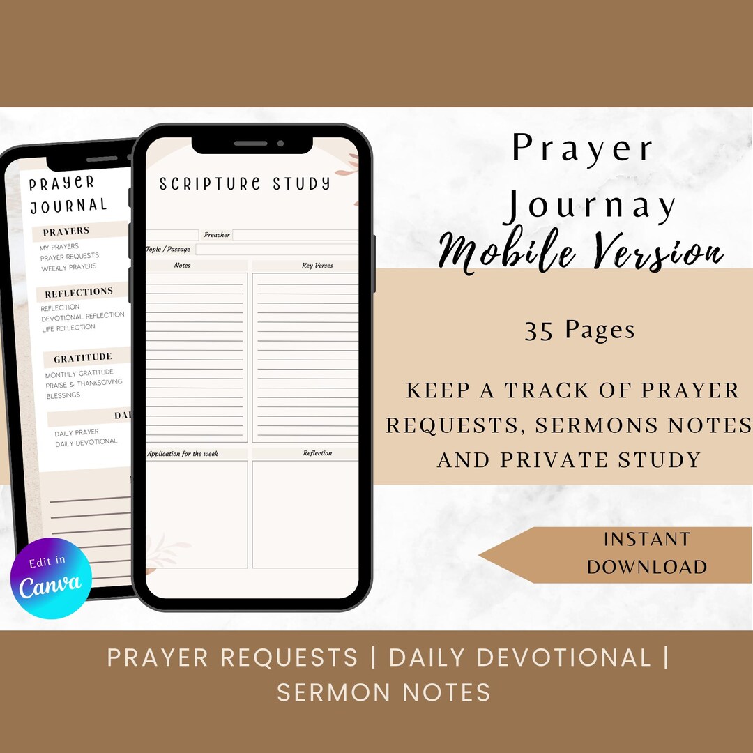 Editable Christian Prayer Journal Template, Canva Digital Download ...