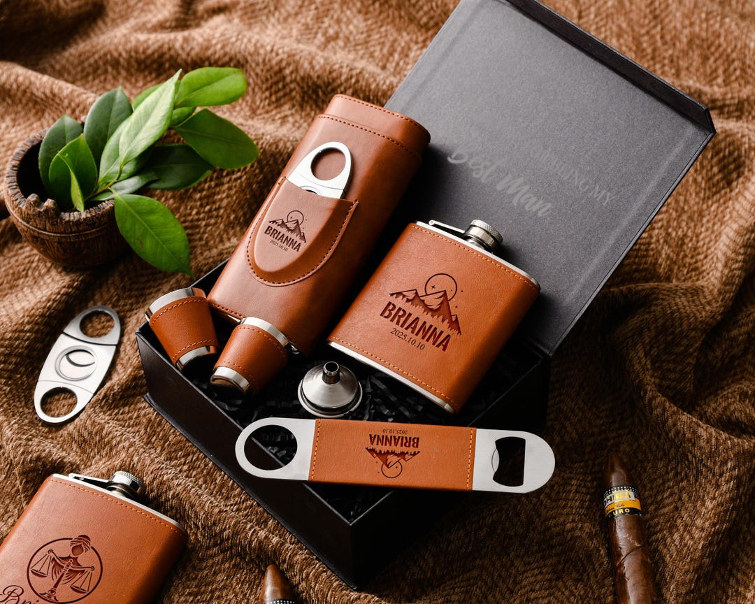 Custom Cigar Boxes,personalized Flask and Cigar Box Sets for Men ...