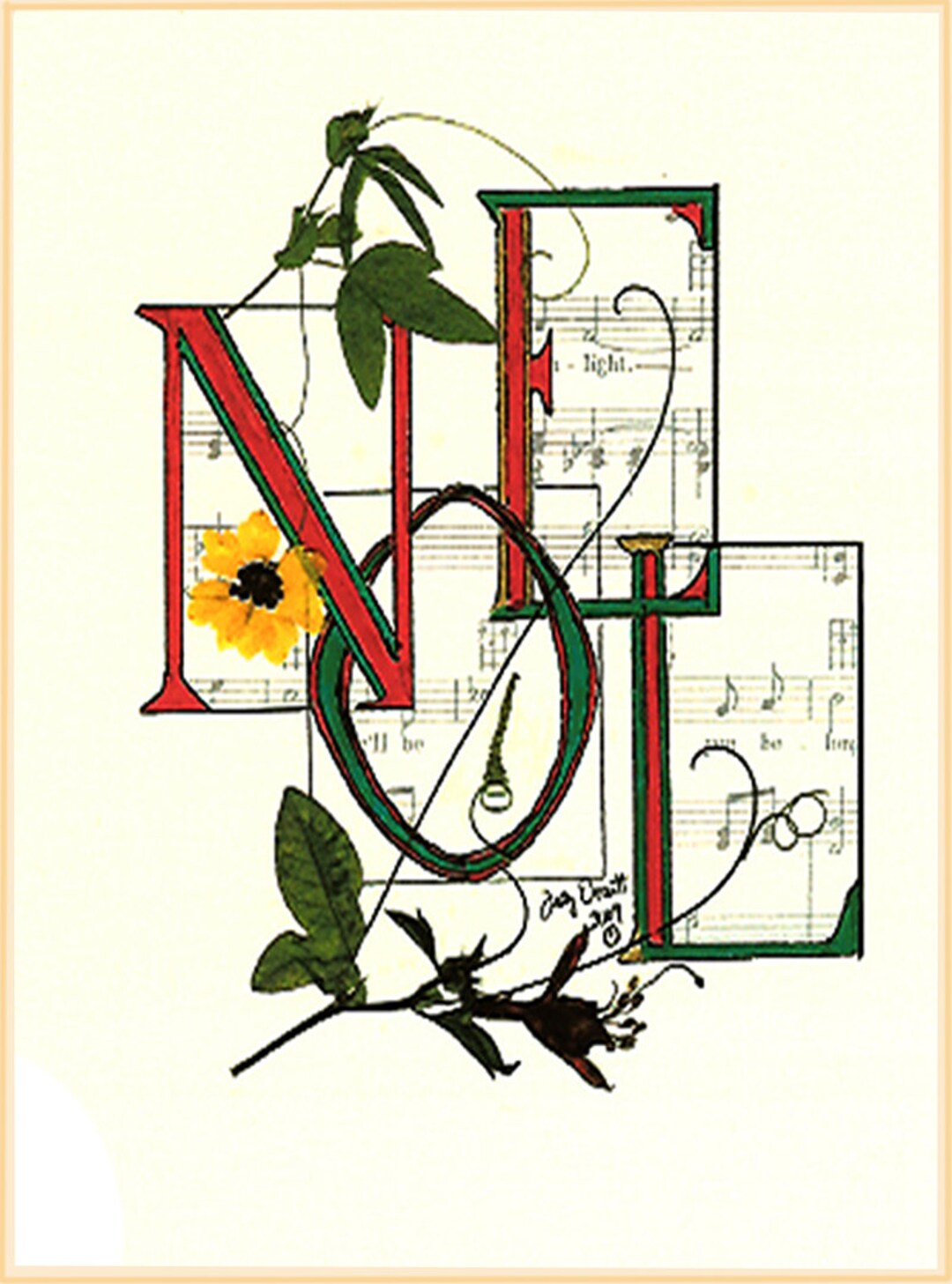NOEL a Christmas Card Roman Block Letters Music Collectible Christmas ...