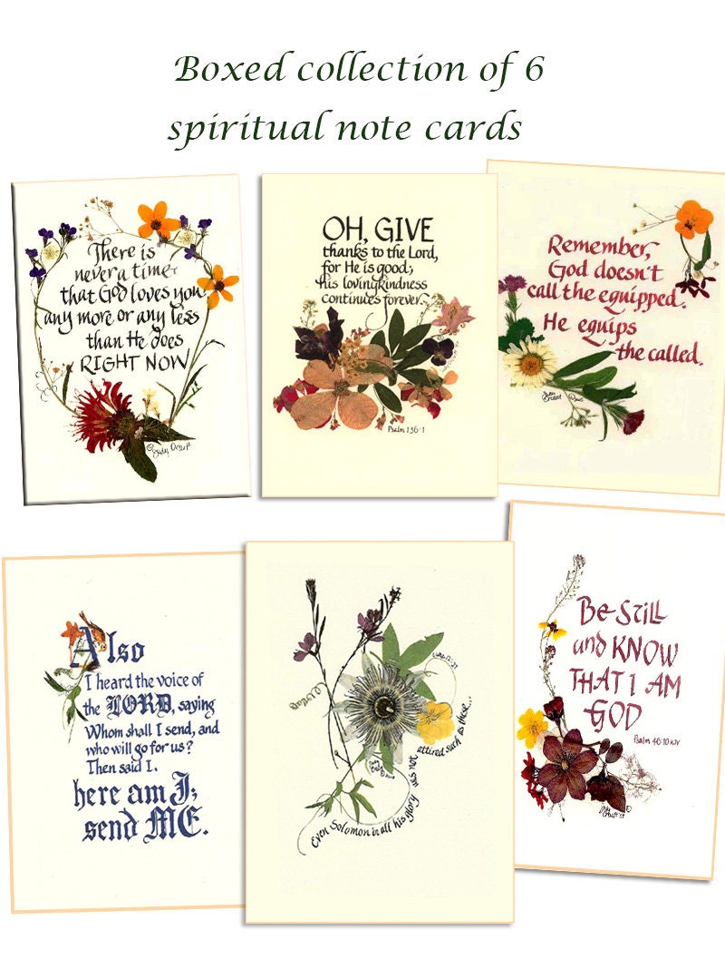 Boxed Collection of 6 Spiritual Blank Notecards Calligraphy Pressed ...