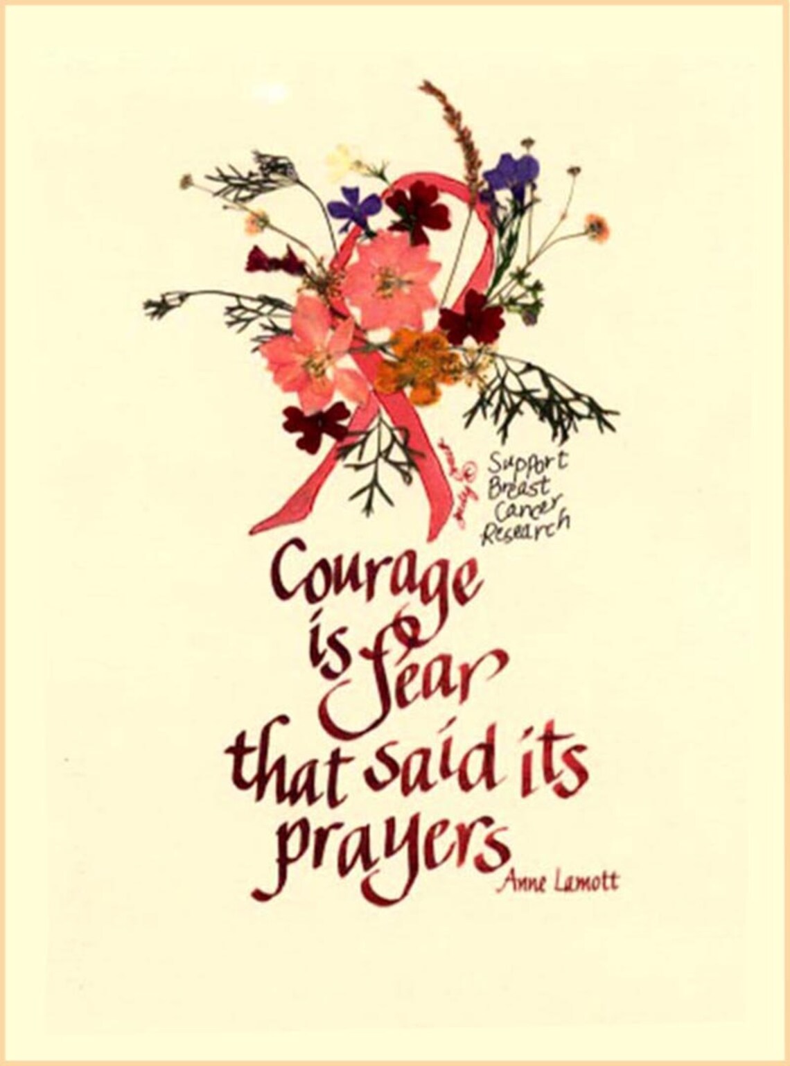 Pink Ribbon, Breast Cancer Card. Breast Cancer Research, Anne Lamott ...