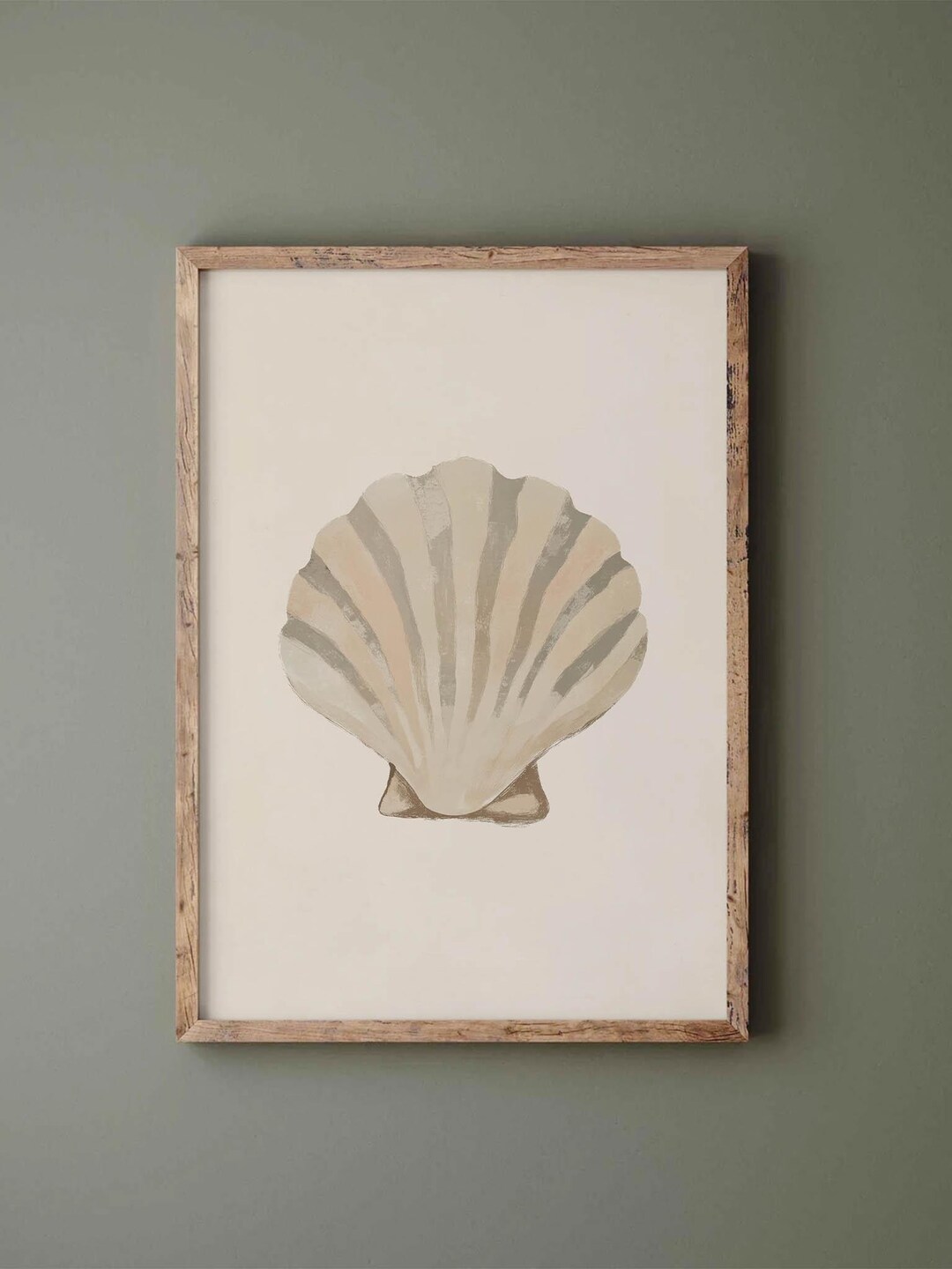 Seashell Painting Poster Print, Beiege Bathroom Artwork, Neutral Ocean ...
