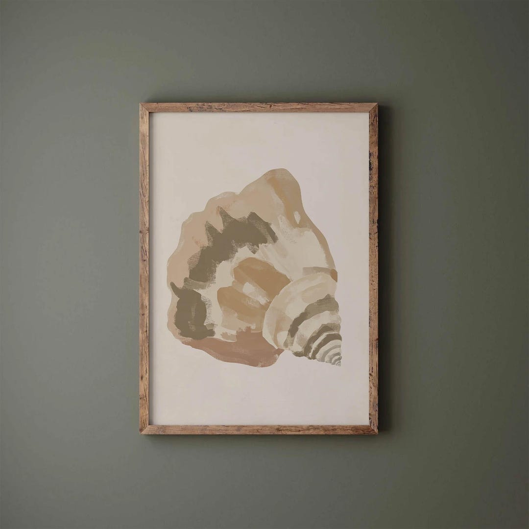 Boho Seashell Poster, Neutral Wall Art, Nautical Bathroom Artwork ...