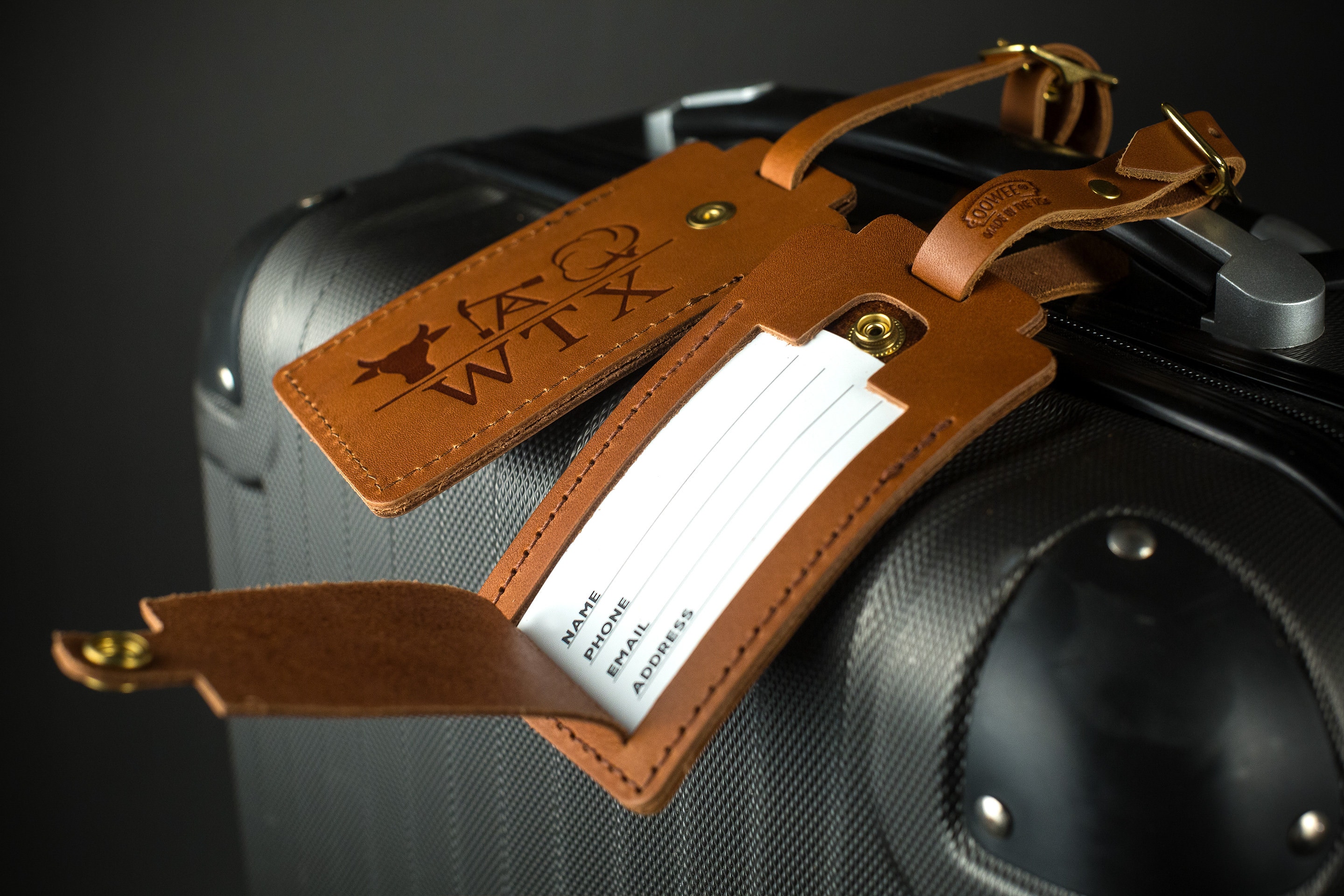 Personalized Full Grain Leather Luggage Tag, Custom Tag for Luggage ...