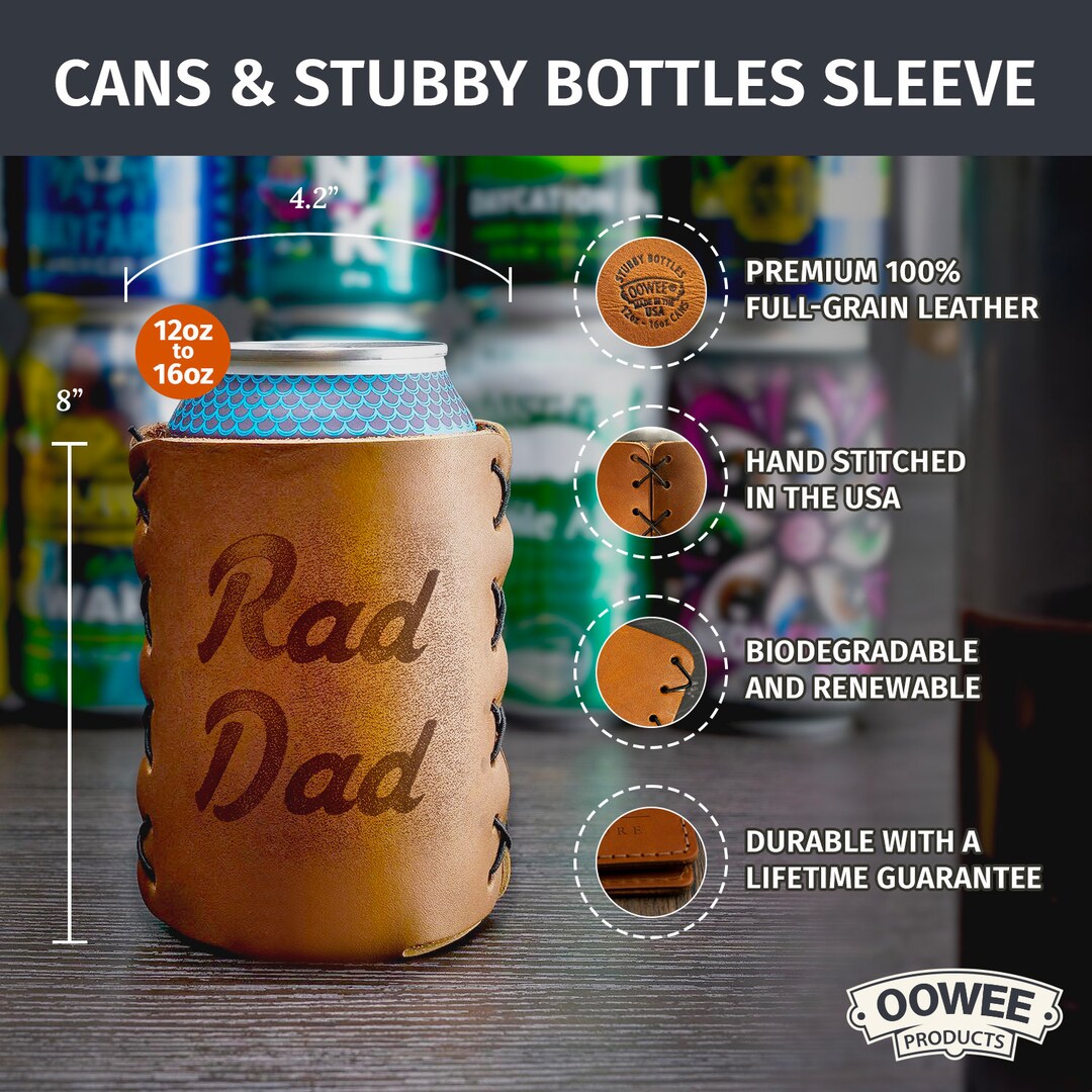 Rad Dad Leather Can Holder, Father's Day Gift, Grandfather, Beer Holder ...