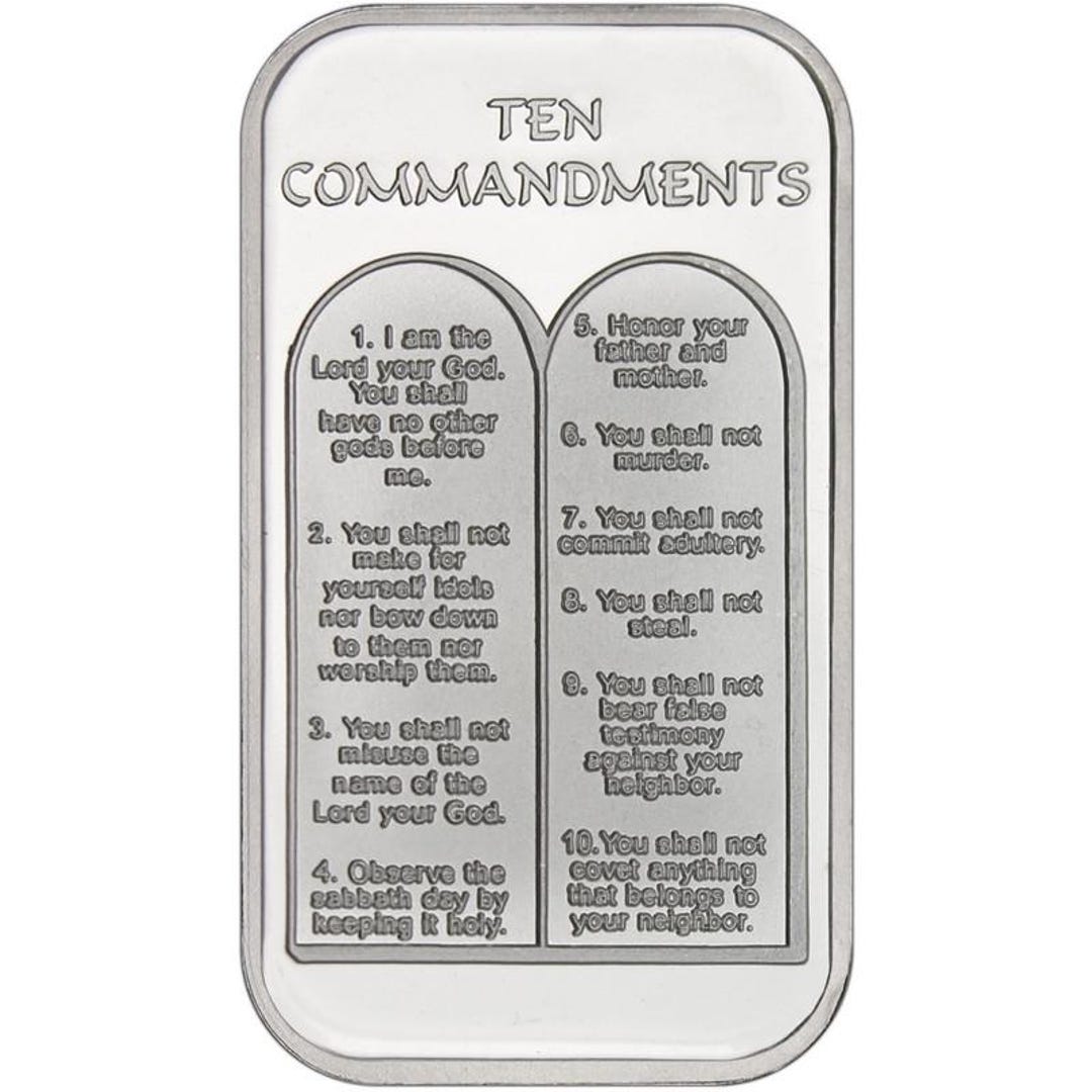 Ten Commandments 1oz .999 Silver Bar - Design & Create Your Own Custom ...