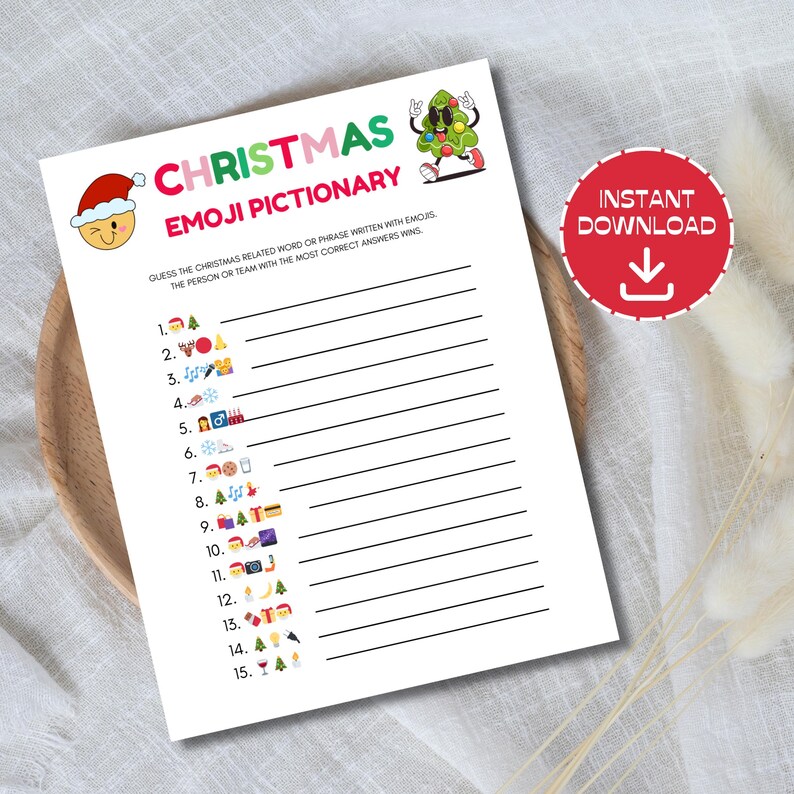 Christmas Emoji Pictionary Game | Printable Holiday Party Activity (PDF ...