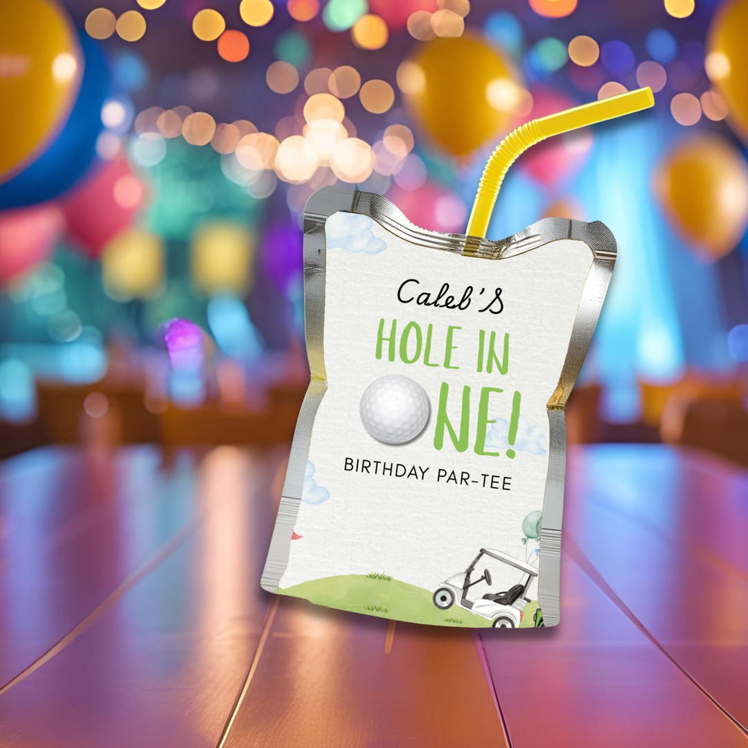 Golf Party Capri Sun Labels: Hole in One Birthday, Printable (canva ...