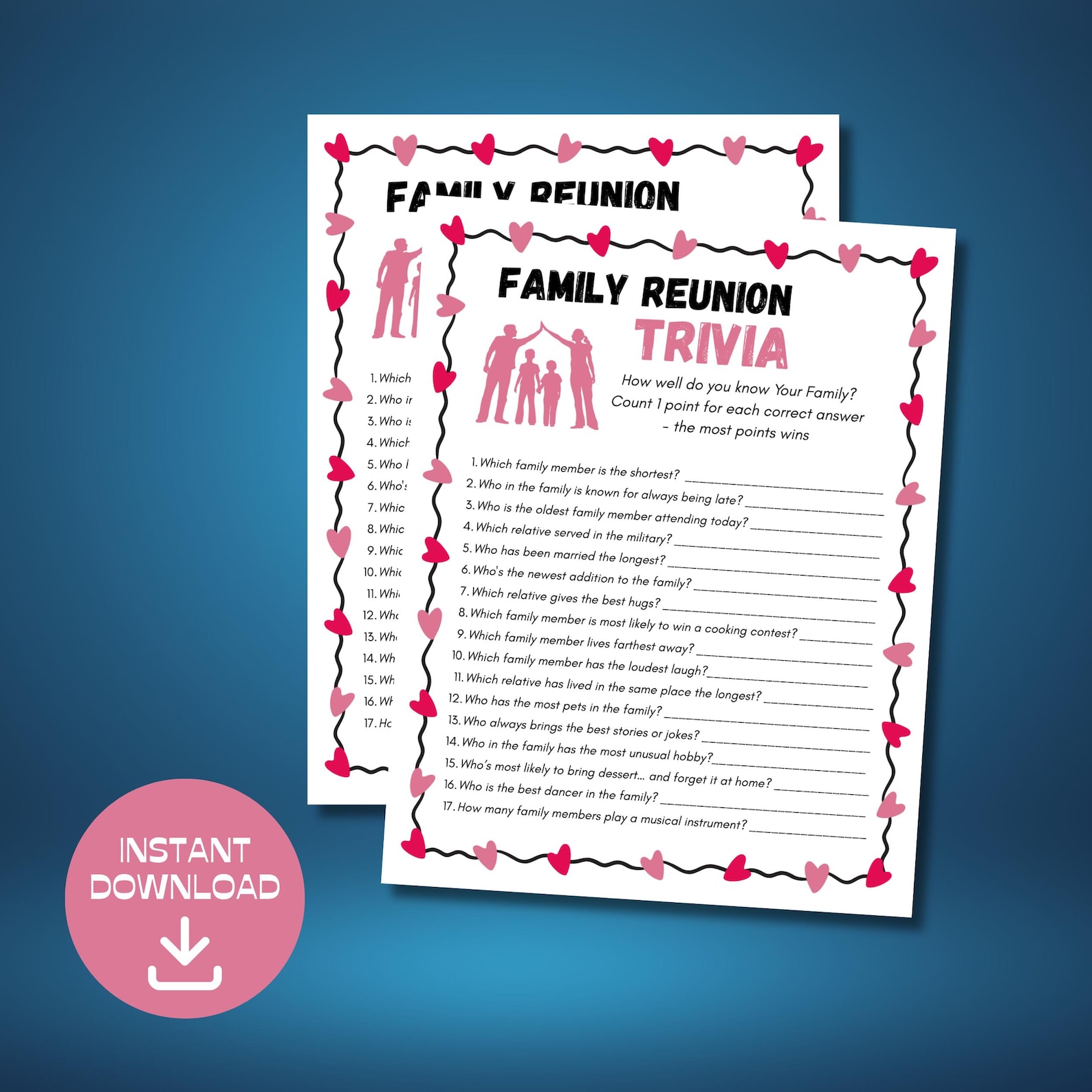 Family Reunion Trivia Game: Printable Icebreaker Activity (PDF Download ...