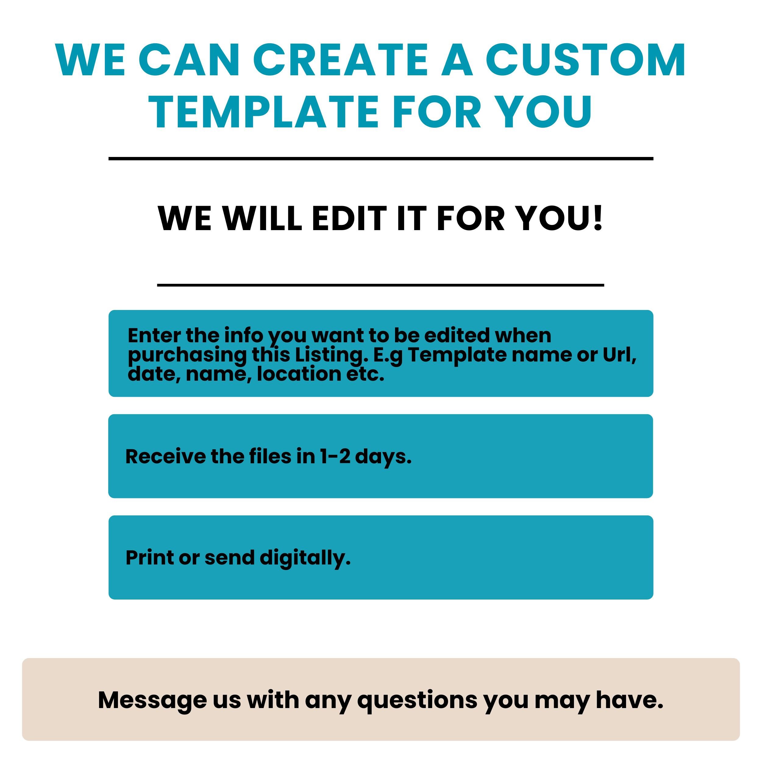 Custom Template Design: Personalized Digital File (1-2 Day Turnaround ...