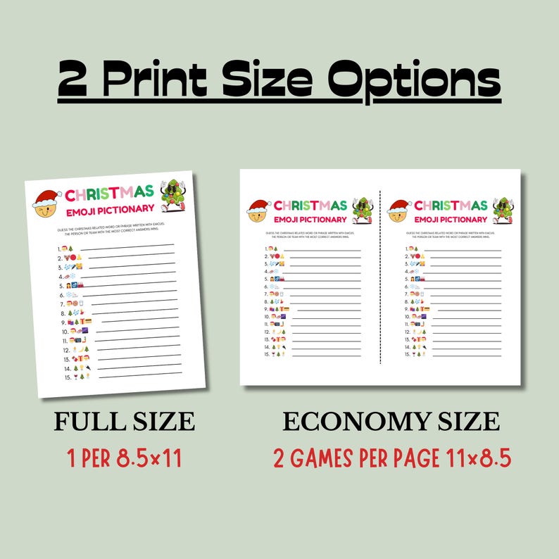 Christmas Emoji Pictionary Game | Printable Holiday Party Activity (PDF ...