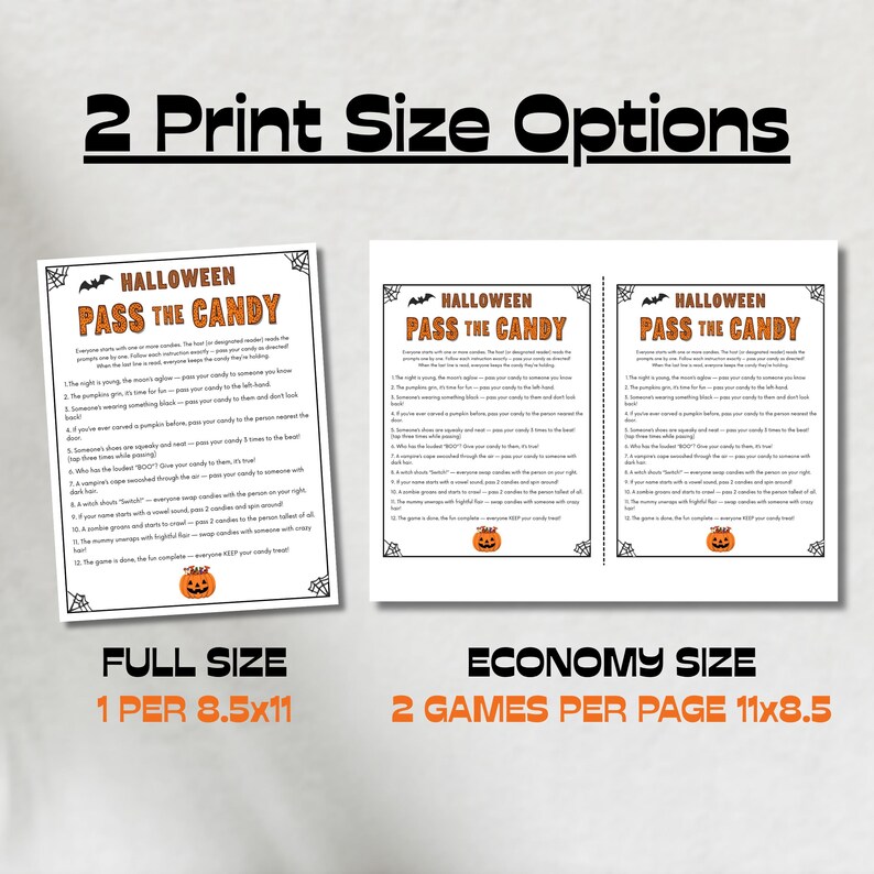 Halloween Pass the Candy Game: Printable Party Activity (instant ...