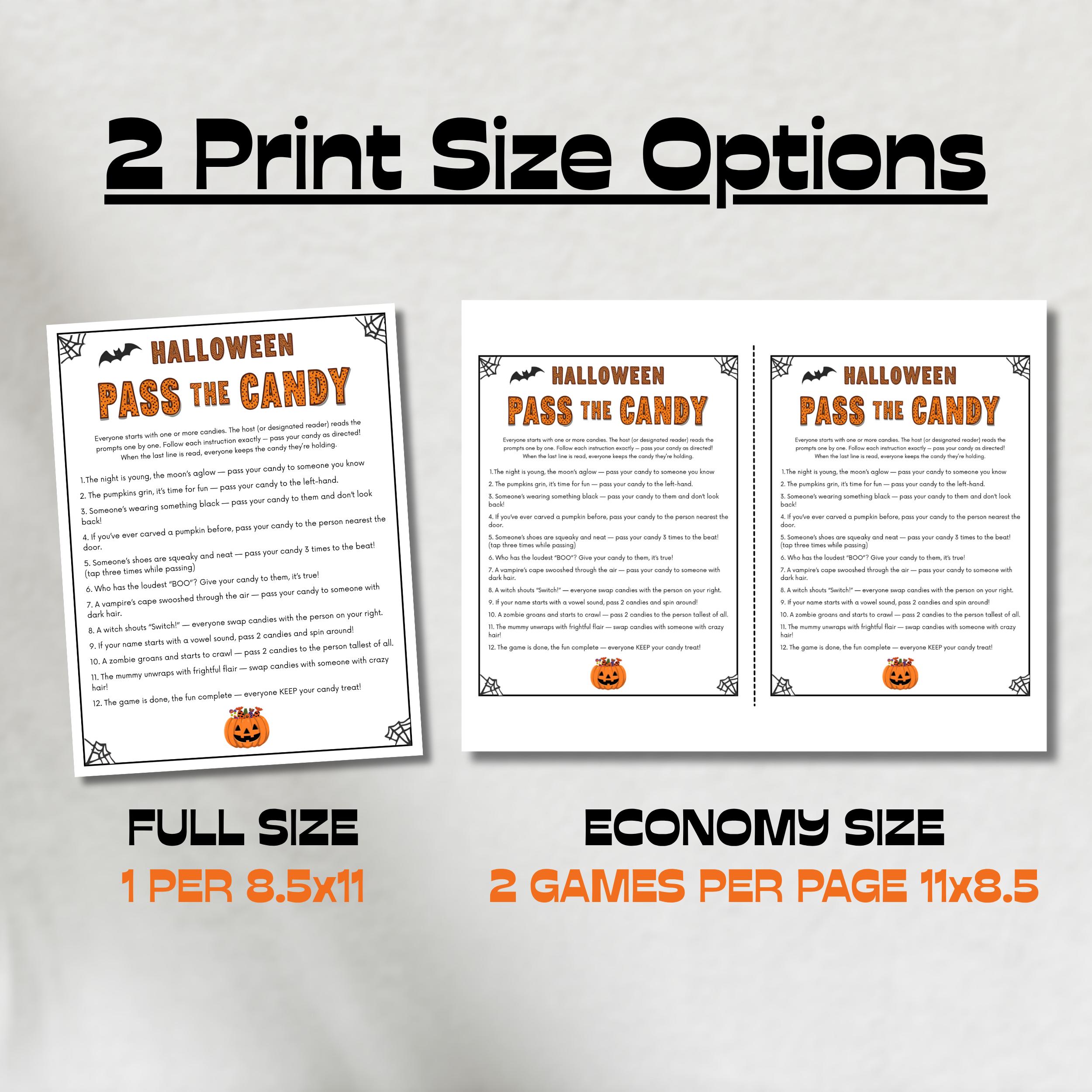 Halloween Pass the Candy Game: Printable Party Activity (instant ...