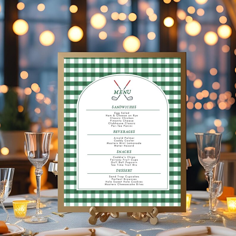 Golf Party Menu Sign: Editable Canva Template (8.5x11" Printable ...