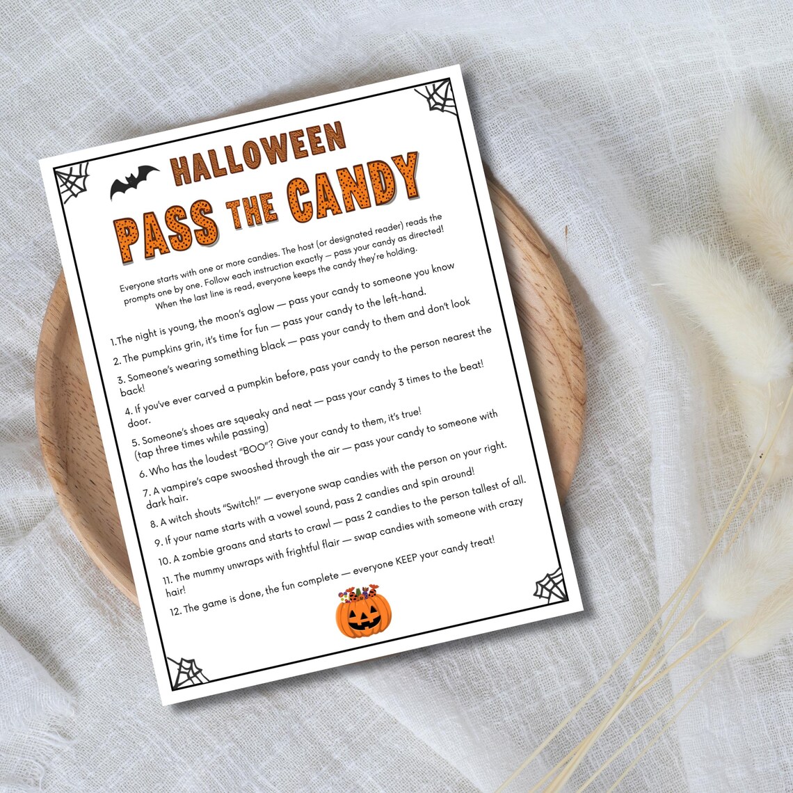 Halloween Pass the Candy Game: Printable Party Activity (instant ...