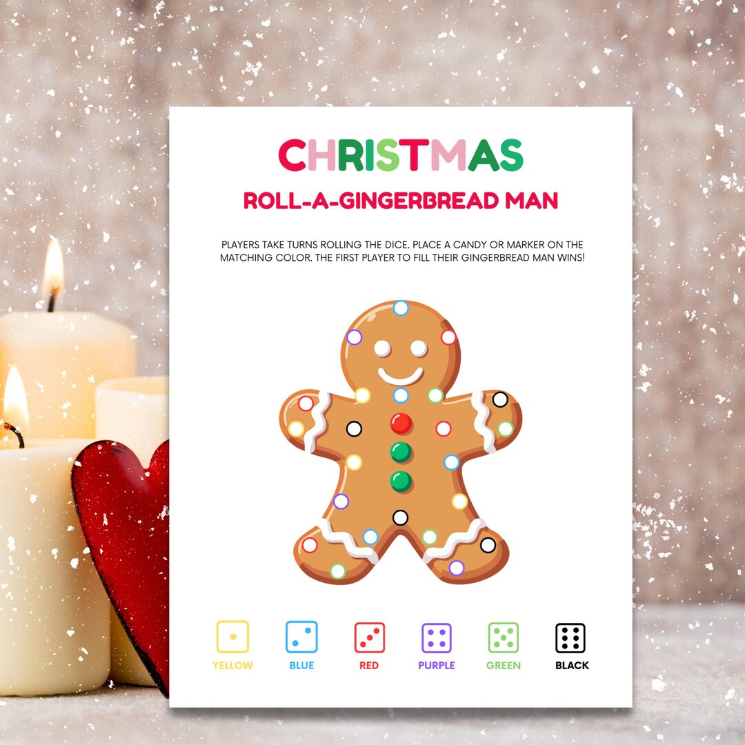 Roll a Gingerbread Man Christmas Game | Fun Holiday Party Activity ...