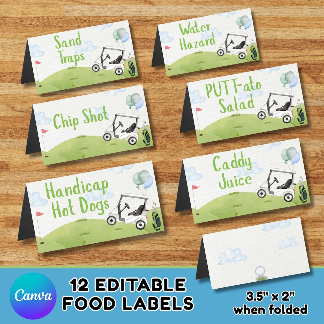 Golf Birthday Food Tents,printable Golf Theme Birthday Party Food Label ...