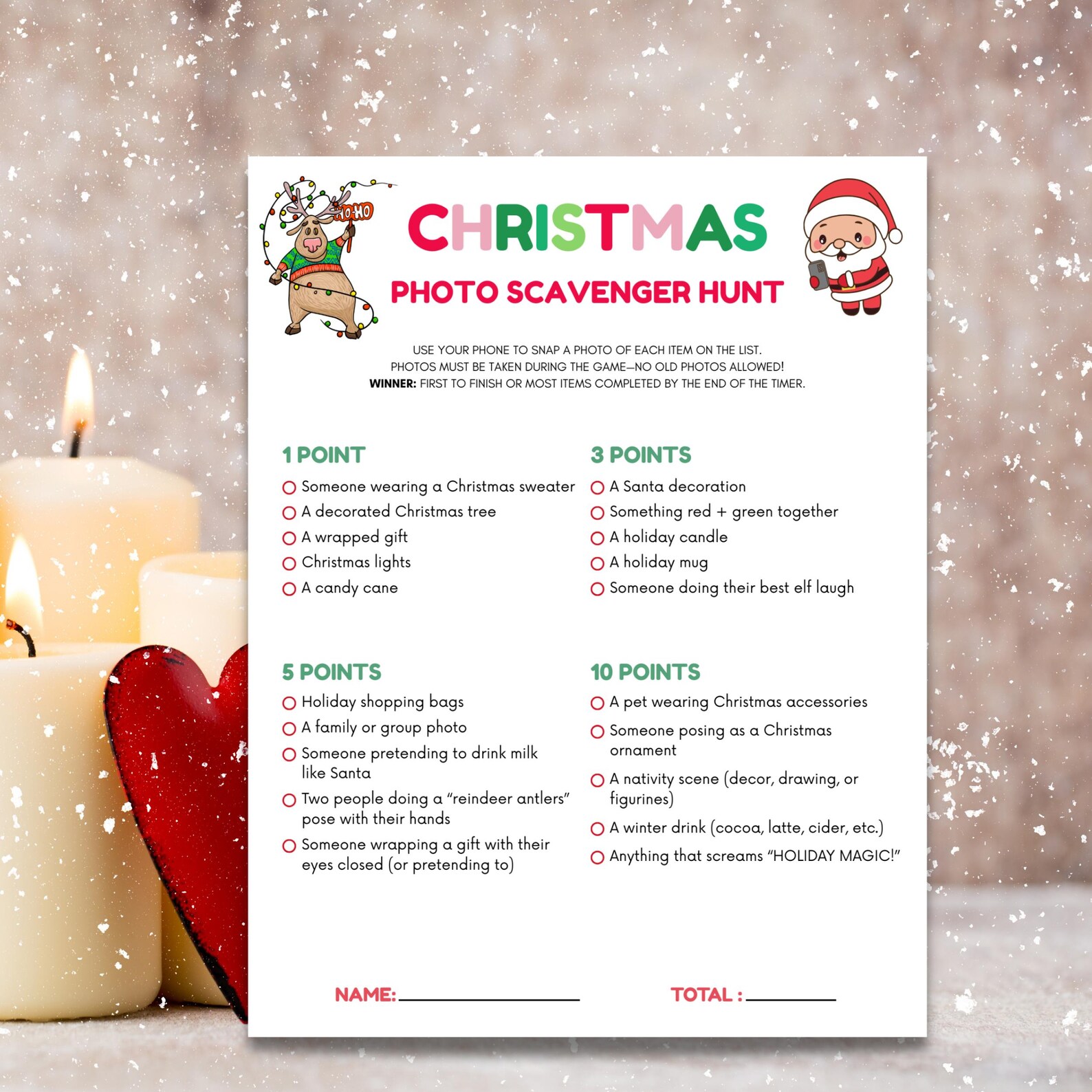 Christmas Photo Scavenger Hunt | Holiday Party Icebreaker (printable ...