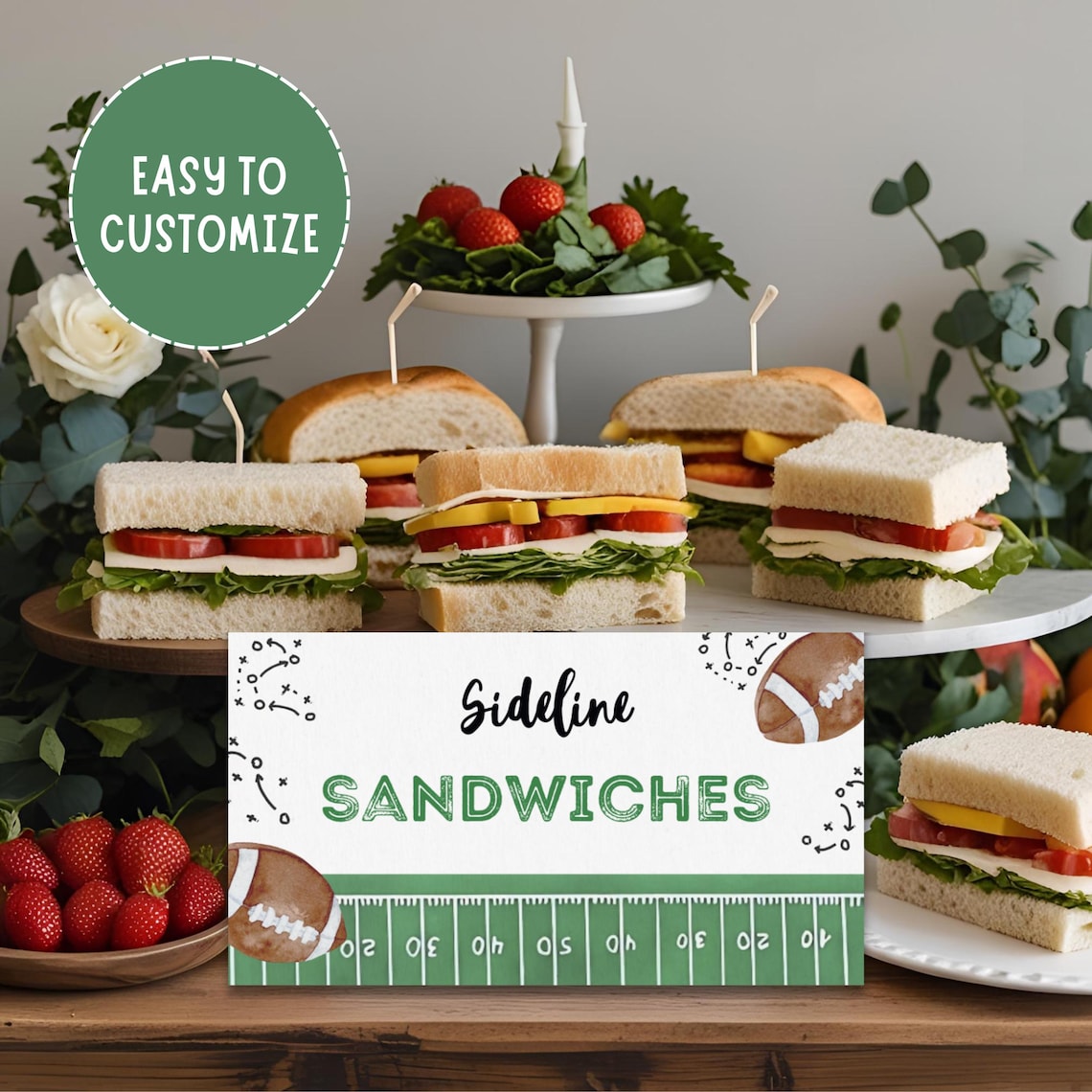 Football Party Food Labels: Editable Table Tents, Canva (digital ...
