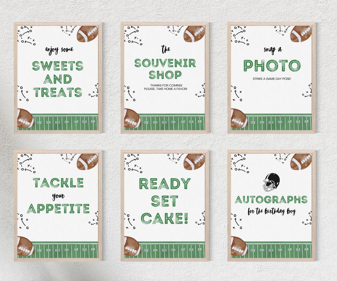 Football Party Signs Bundle, Party Decor, Printable Food Table Sign ...