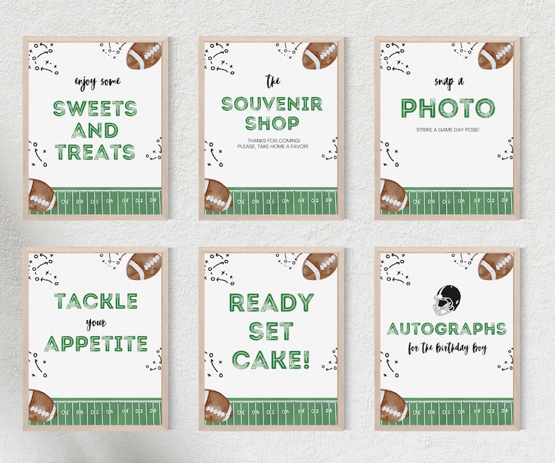 Football Party Signs Bundle, Party Decor, Printable Food Table Sign ...
