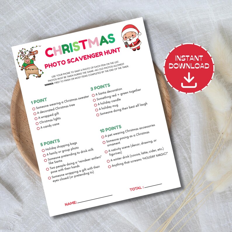 Christmas Photo Scavenger Hunt | Holiday Party Icebreaker (printable ...