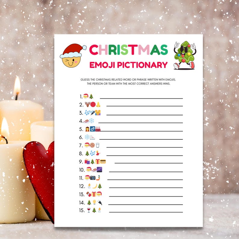 Christmas Emoji Pictionary Game | Printable Holiday Party Activity (PDF ...