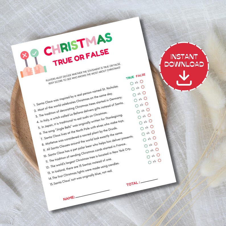 Christmas True or False Game, Christmas Trivia, Family Christmas Quiz ...