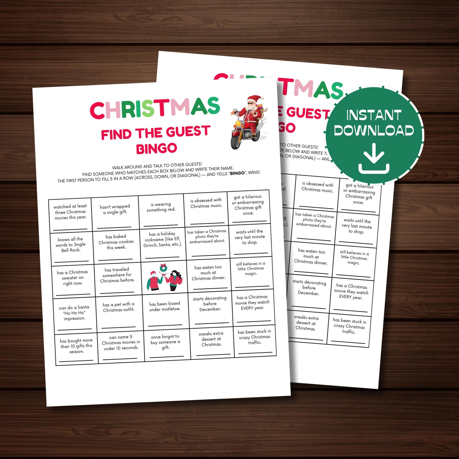 Find the Guest Bingo Christmas Icebreaker Game | Holiday Party ...