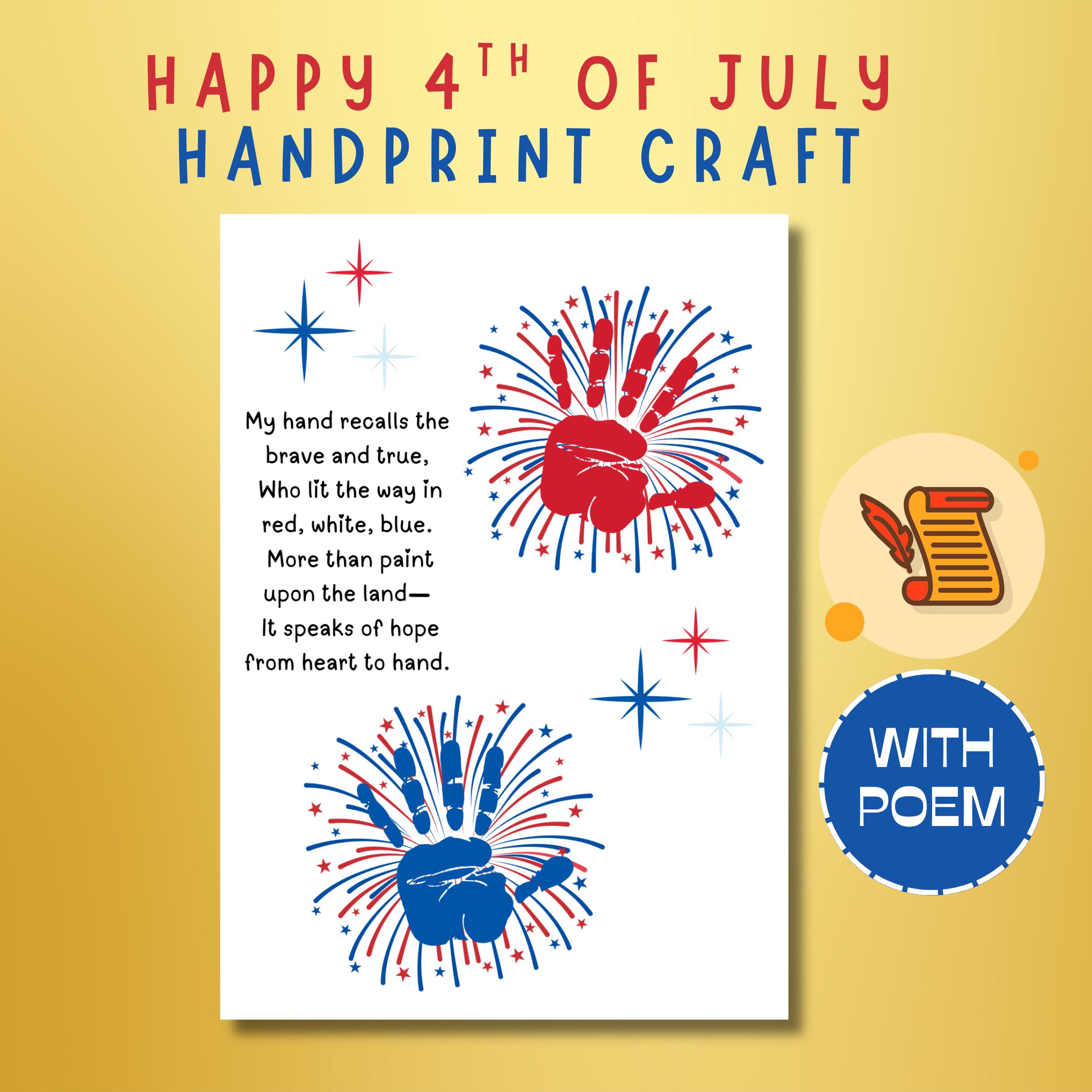 4th of July Handprint Craft: Patriotic Poem, Baby Keepsake (PDF ...
